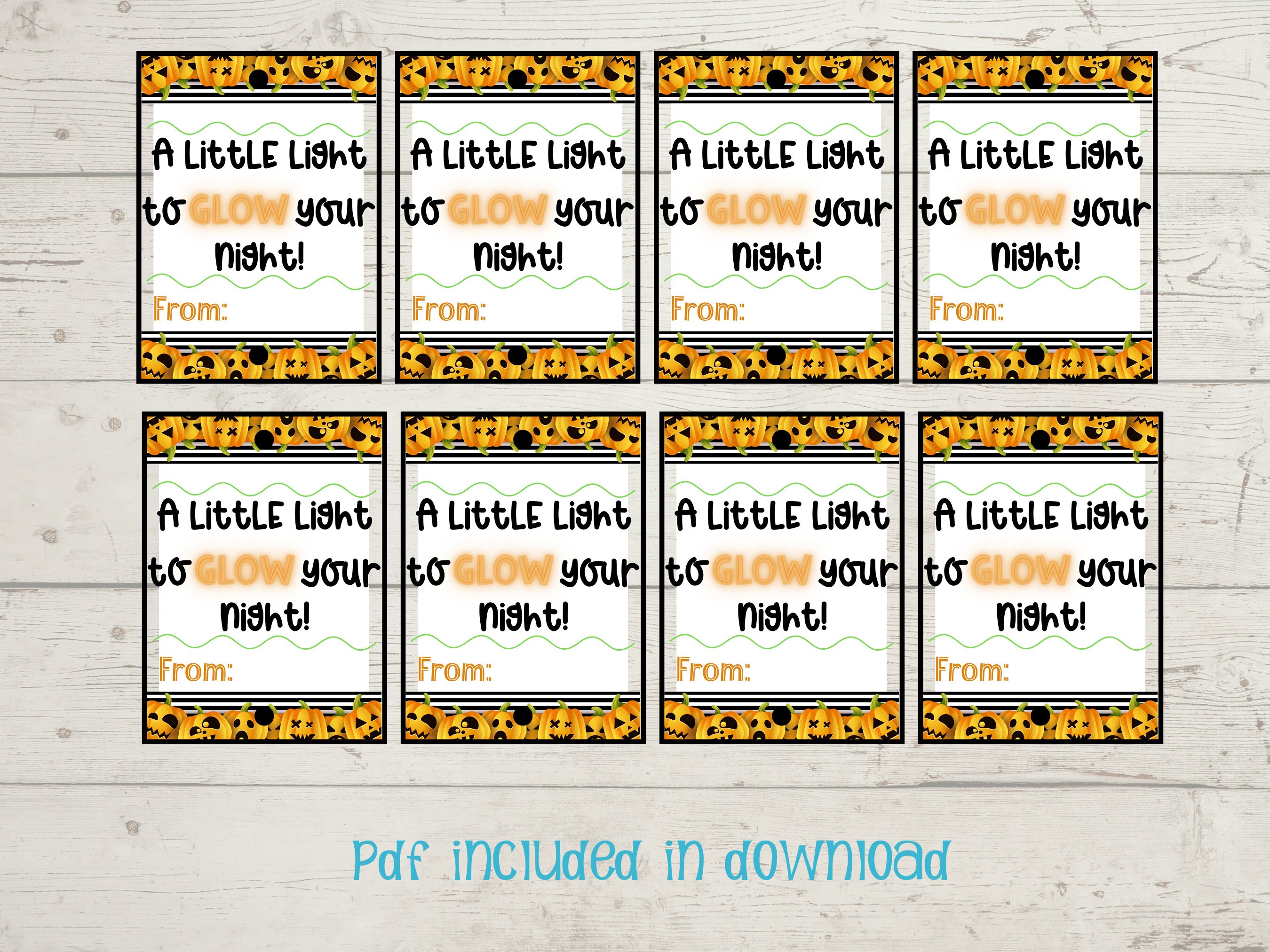 Editable Halloween Gift Tag , Glow Stick Gift Tag , Gift Tag for ...