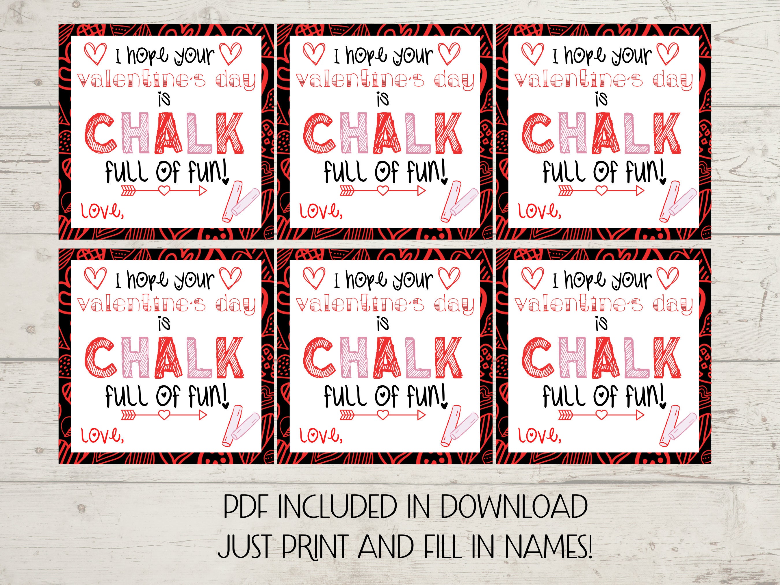 Editable Valentines Gift Tag , Chalk Full of Fun, Gift Tag for Students ...