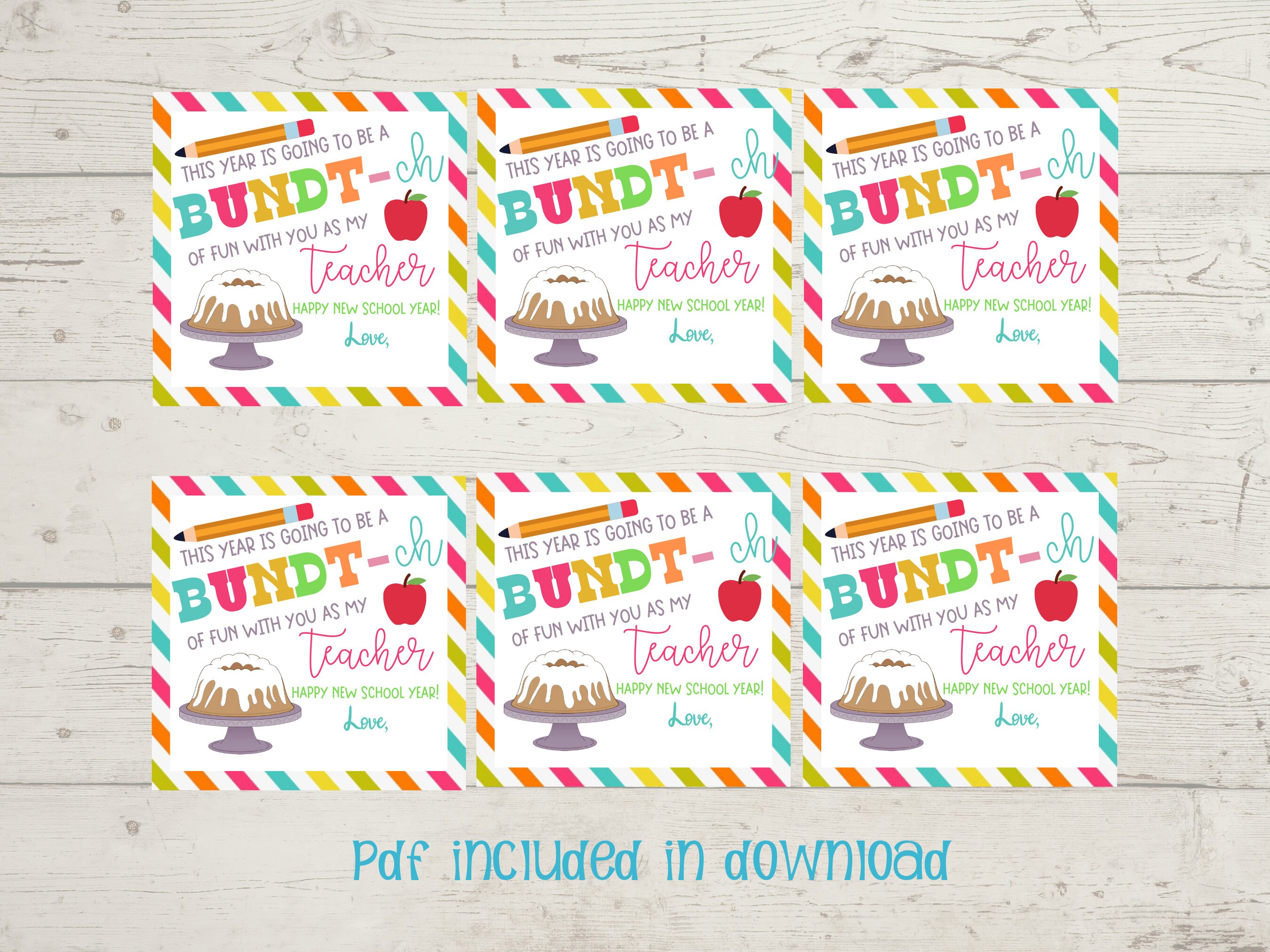 Editable Bundt Cake Gift Tag , Bundt Cake Appreciation Tag , Staff ...