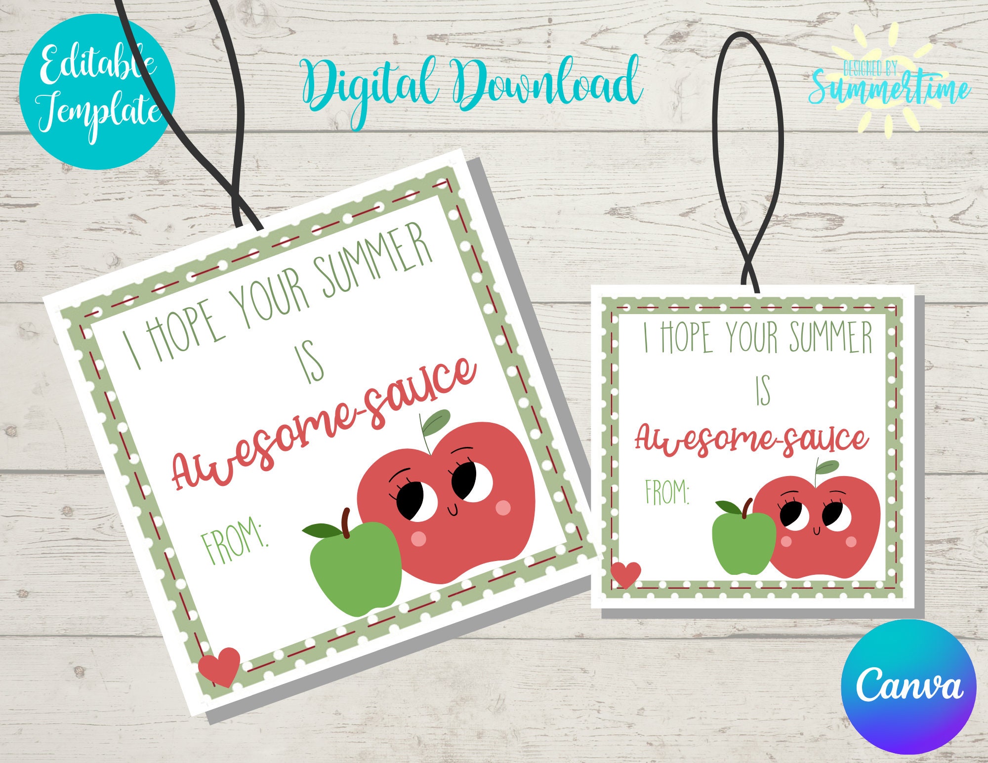 Editable End of Year Gift Tag , Awesome-sauce Summer Tag , End of Year ...
