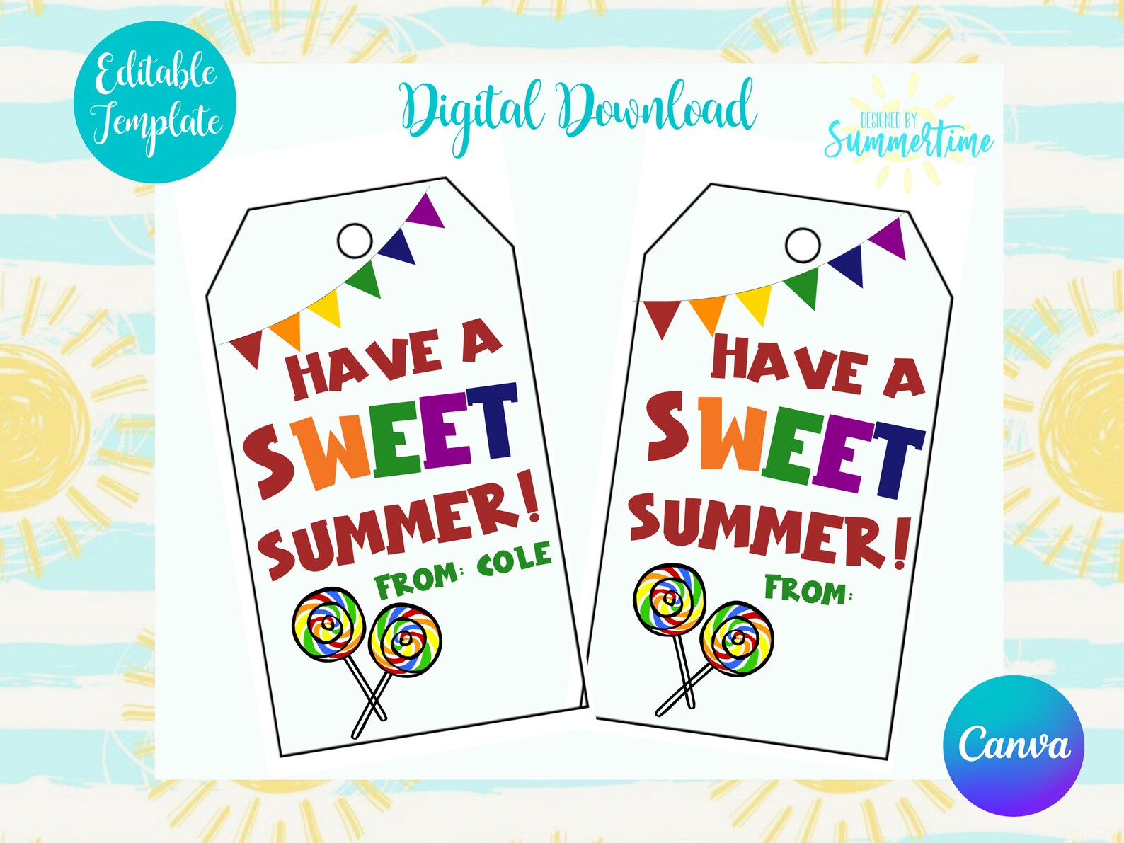 Editable End of Year Gift Tag Sweet Summer Tag End of Year | Etsy