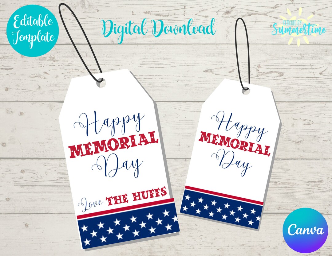 Editable Memorial Day Gift Tag , Memorial Day Favor Tag Template ...