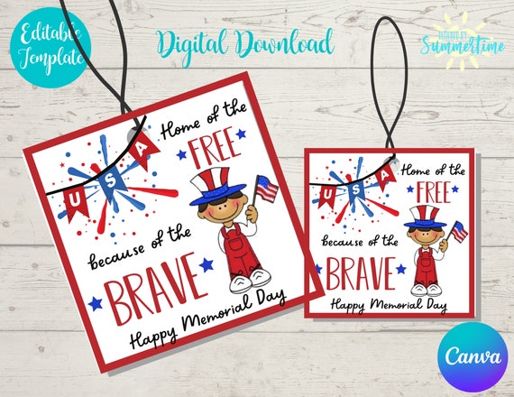 Editable Memorial Day Gift Tag Memorial Day Favor Tag | Etsy