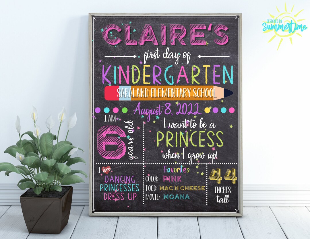 First Day of School Sign, Editable Photo Prop Sign, Pastel Girls First ...