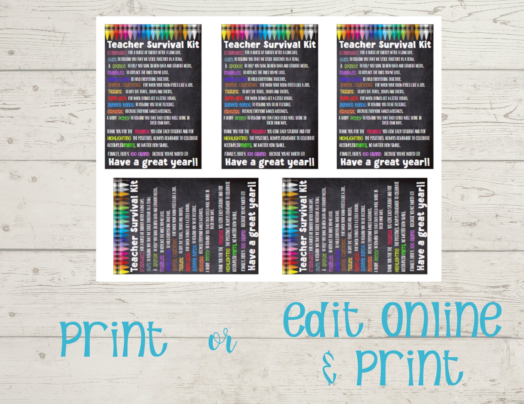 Editable Teacher Survival Kit Tag , Teacher Appreciation , Printable ...