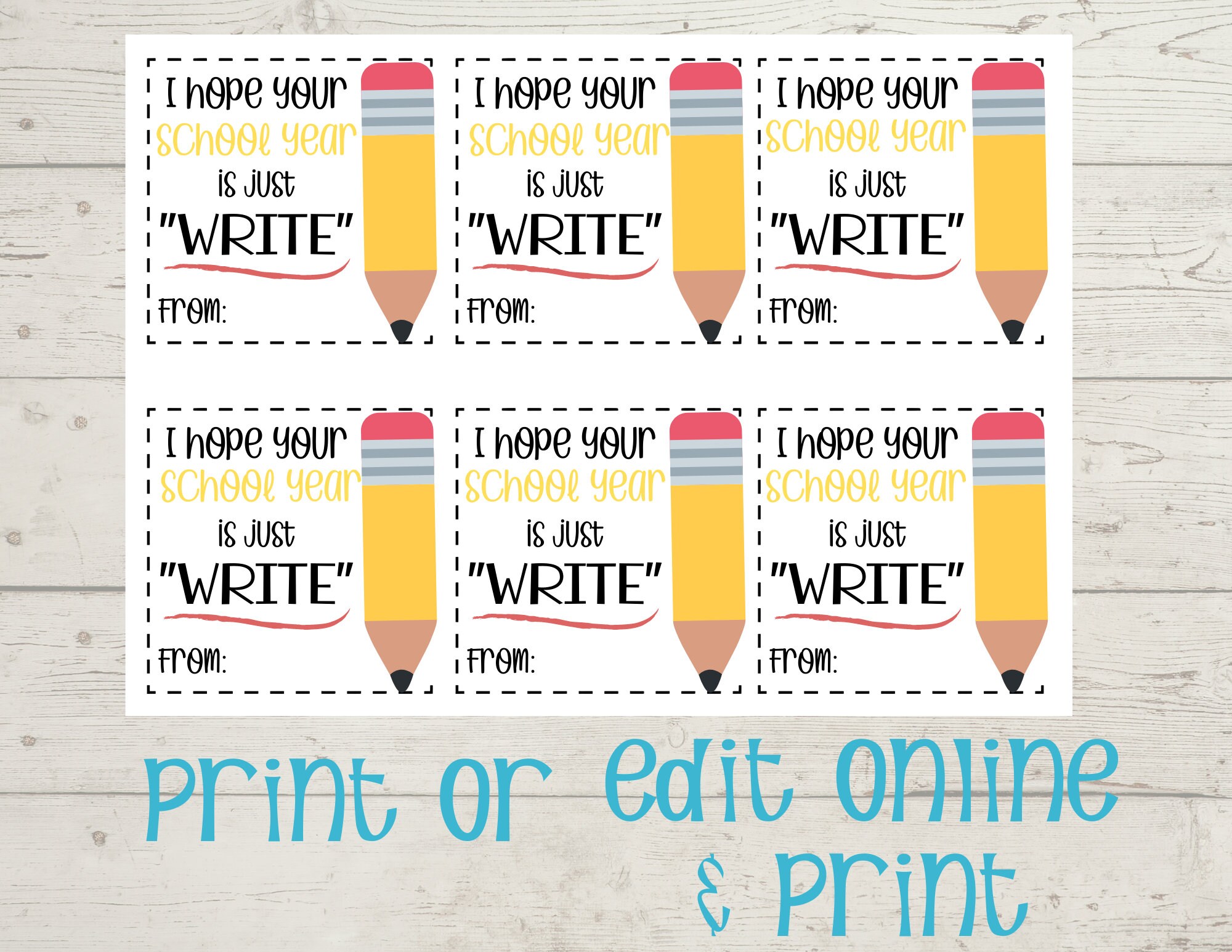 Editable Beginning of School Gift Tag , Just Write Pencil Tag , School ...