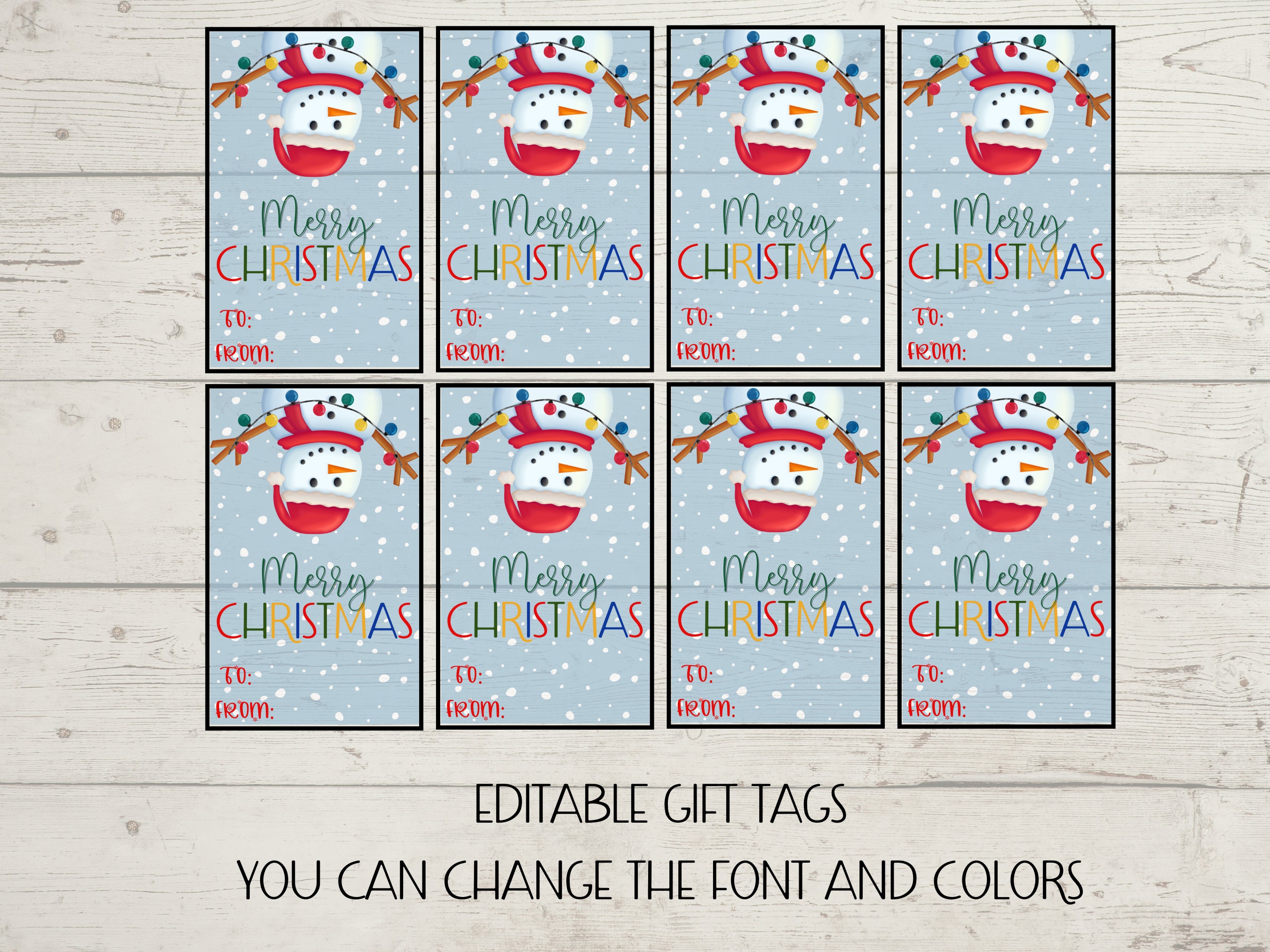 Editable Christmas Gift Tags Snowman Gift Tag Tag for Gifts - Etsy