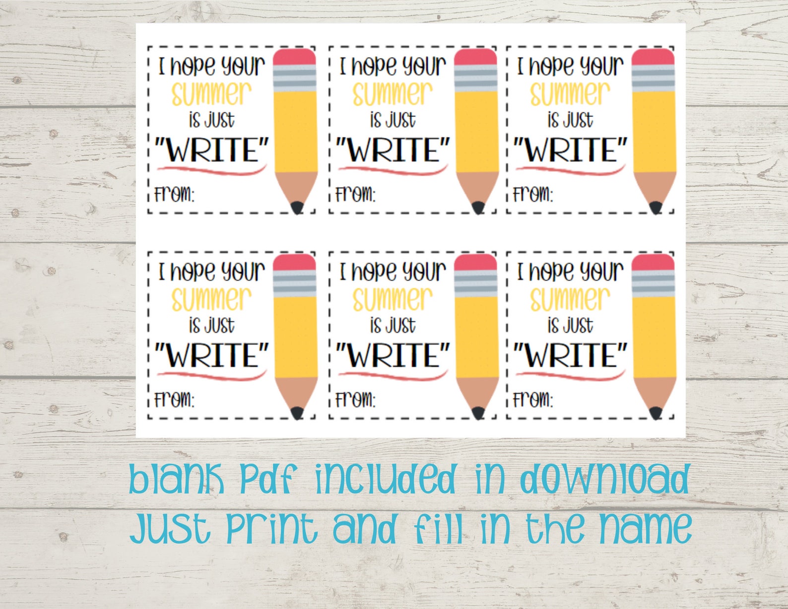 Editable Pencil Favor Tag , Just Write by Tag , End of School Tag ...