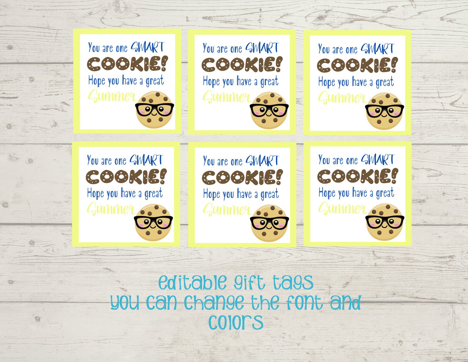 Editable End of Year Gift Tag , You Are One Smart Cookie Tag , End of ...