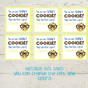Editable End of Year Gift Tag , You Are One Smart Cookie Tag , End of ...