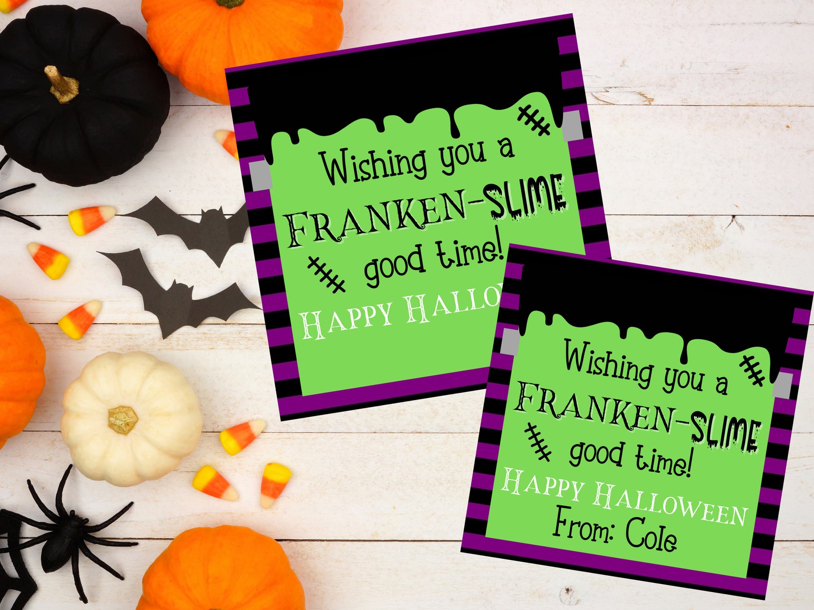 Editable Halloween Gift Tag , Franken-slime Halloween , Slime Gift Tag ...