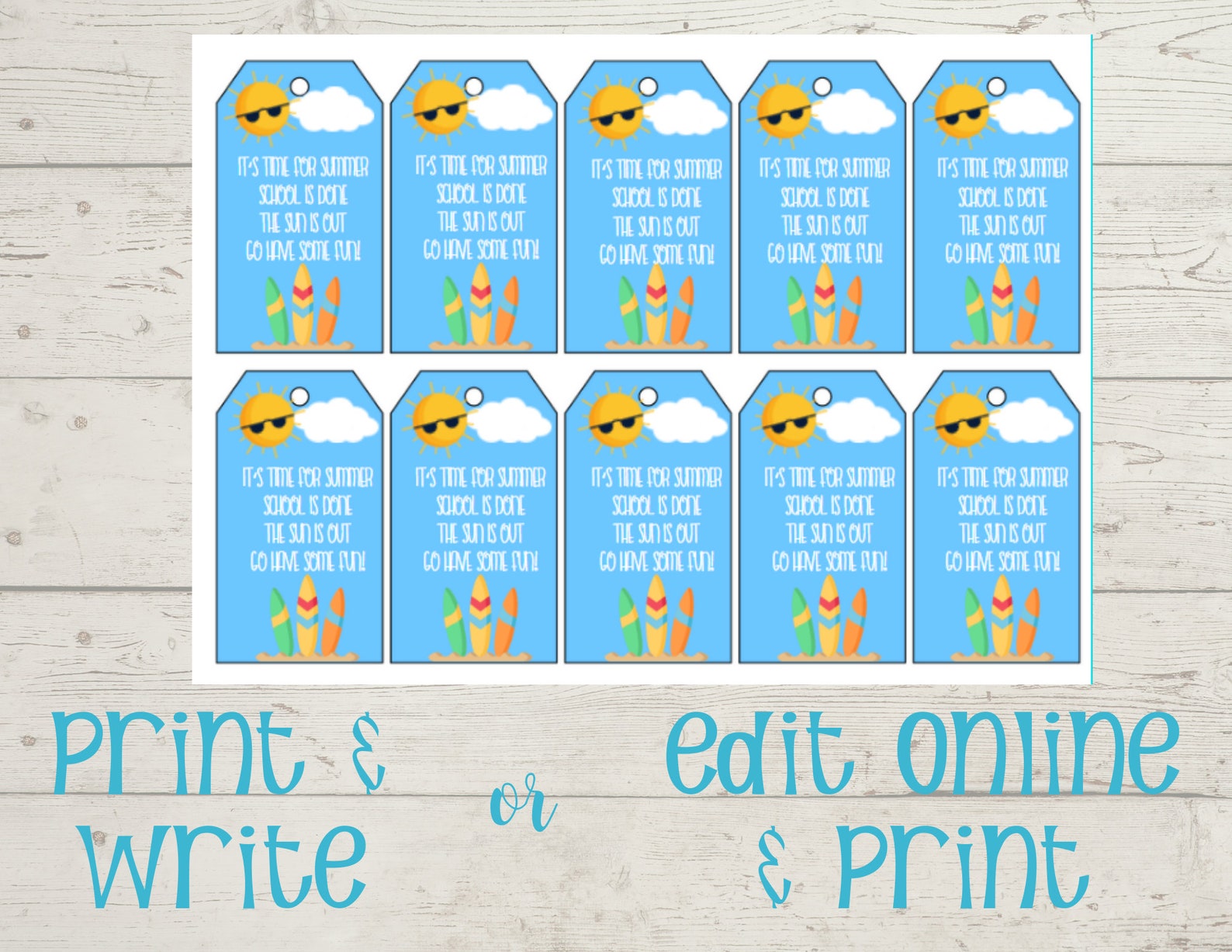 Editable End of Year Gift Tag Summer Tag End of Year Gift - Etsy