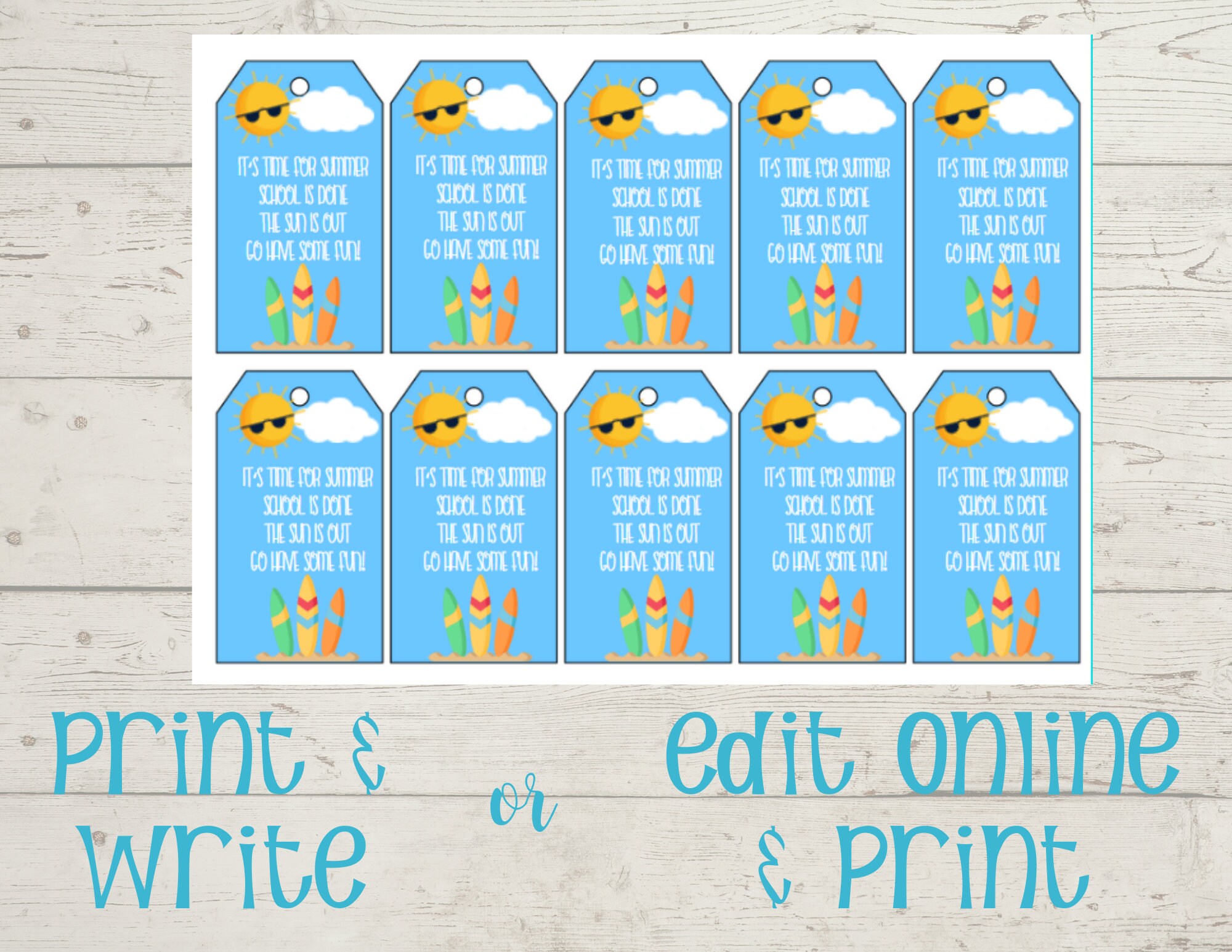 Editable End of Year Gift Tag , Summer Tag , End of Year Gift Tags for ...