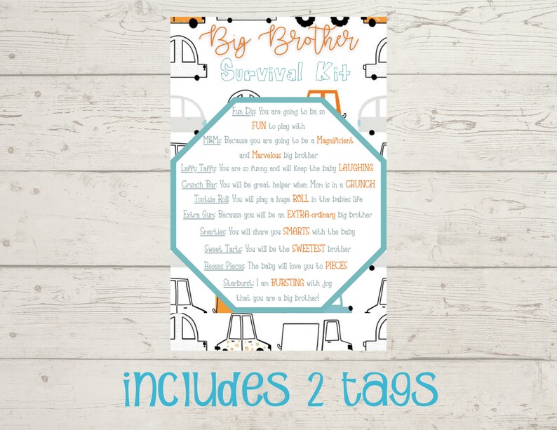 Editable Big Brother Survival Kit Tag , Big Brother , Sibling Survival ...