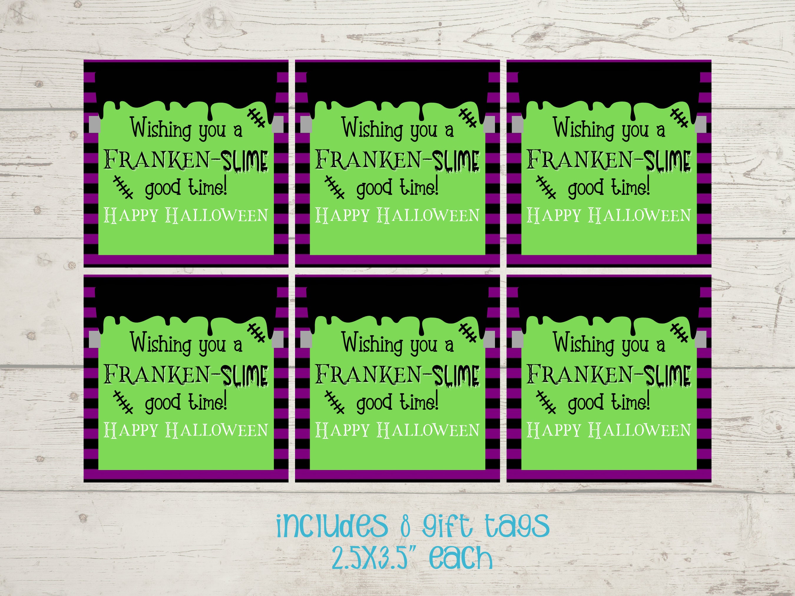 Editable Halloween Gift Tag , Franken-slime Halloween , Slime Gift Tag ...