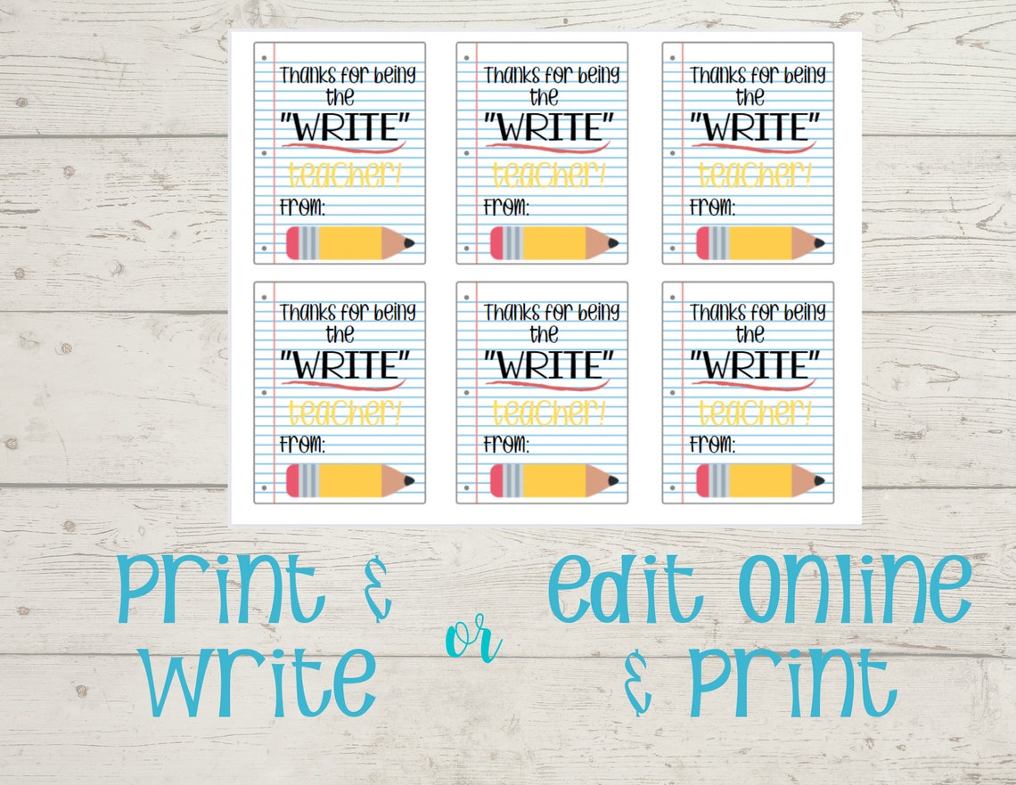 Editable the Write Teacher Tag , Teacher Appreciation , End of Year ...