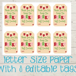 Editable Berry Favor Tag , Berry Sweet Summer Tag , End of School Tag ...