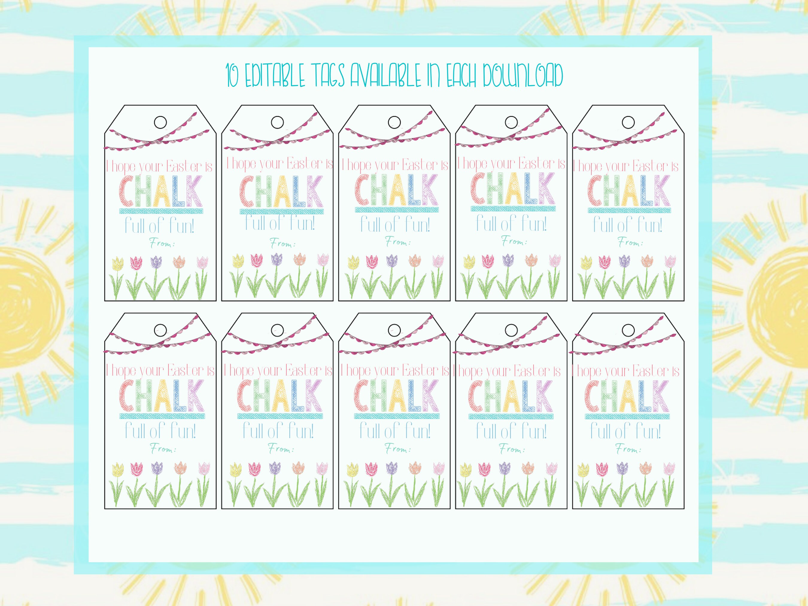 Editable Easter Chalk Favor Tag , Chalk Full of Fun Tag , Easter Tag ...