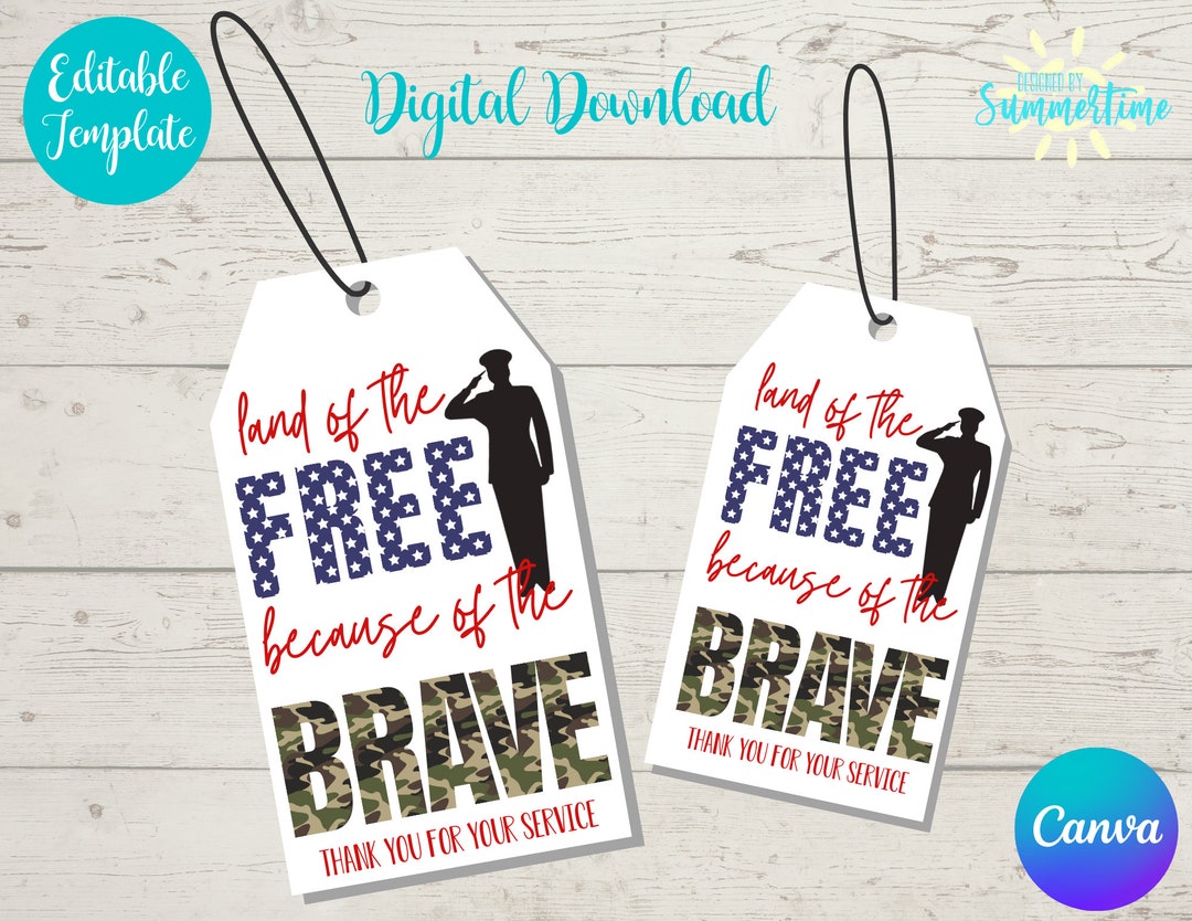 Editable Patriotic Day Gift Tag , American Hero Patriotic Favor Tag ...