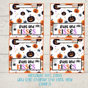 Editable Halloween Gift Tag , Bugs and Kisses, Gift Tag for Students ...