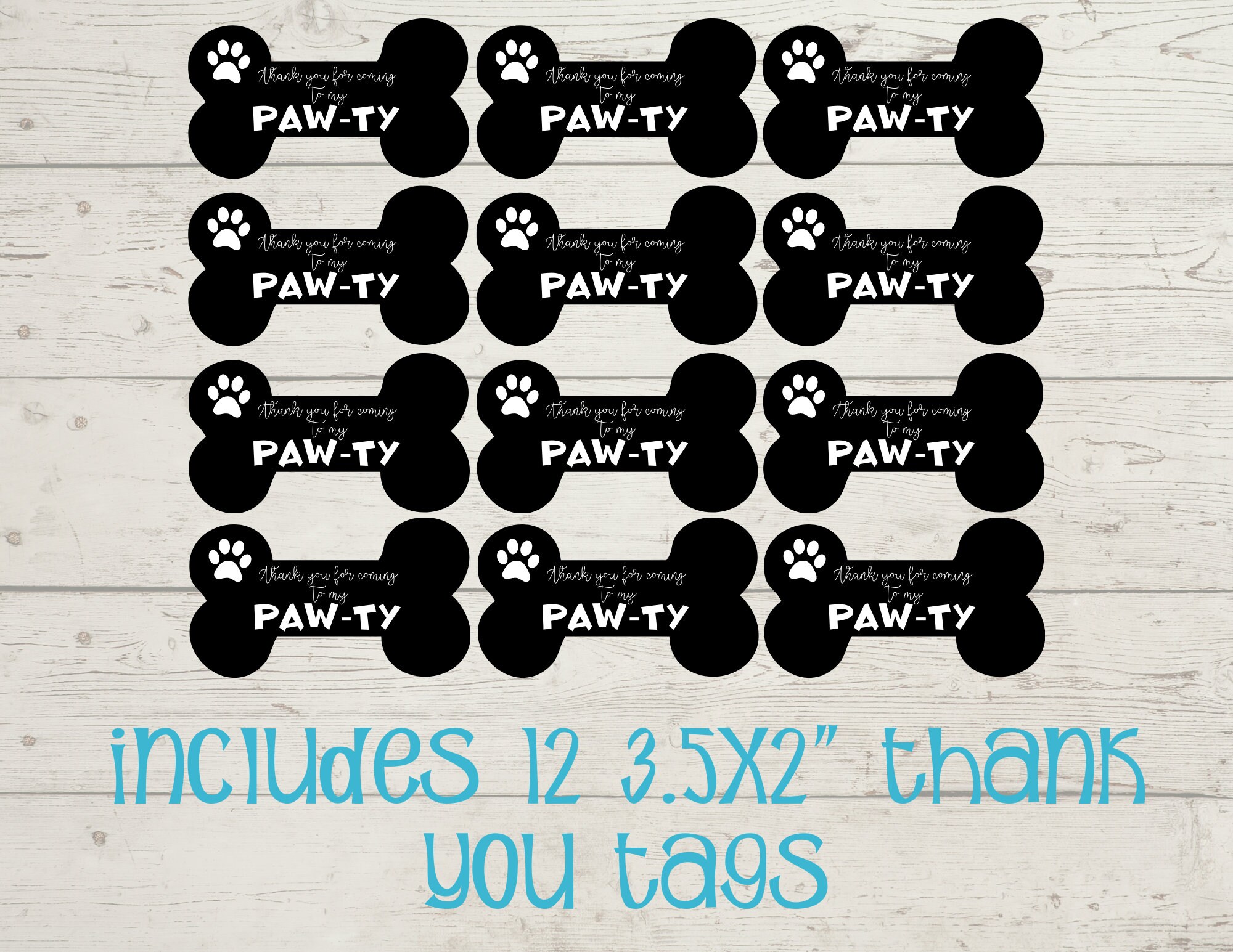 Editable Puppy Dog Birthday Thank You Gift Tags, Dog Birthday Theme ...