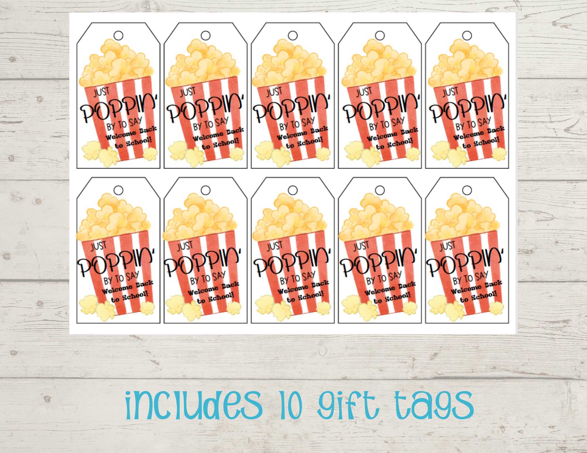 Editable Popcorn Gift Tag , Just Poppinʻ by , Back to School Staff ...