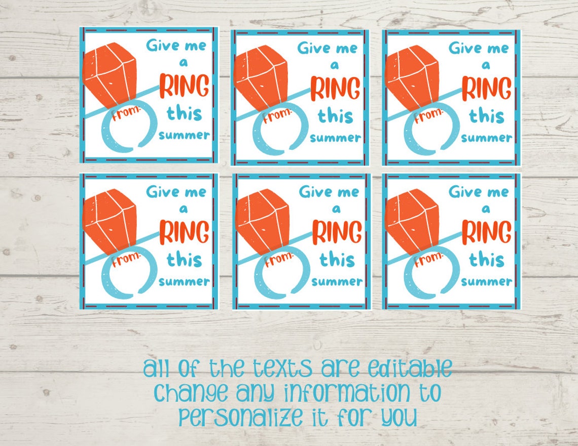Editable Ring Pop Gift Tag , Gift Tag , End of Year Gift Tags for ...