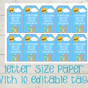 Editable End of Year Gift Tag , Summer Tag , End of Year Gift Tags for ...