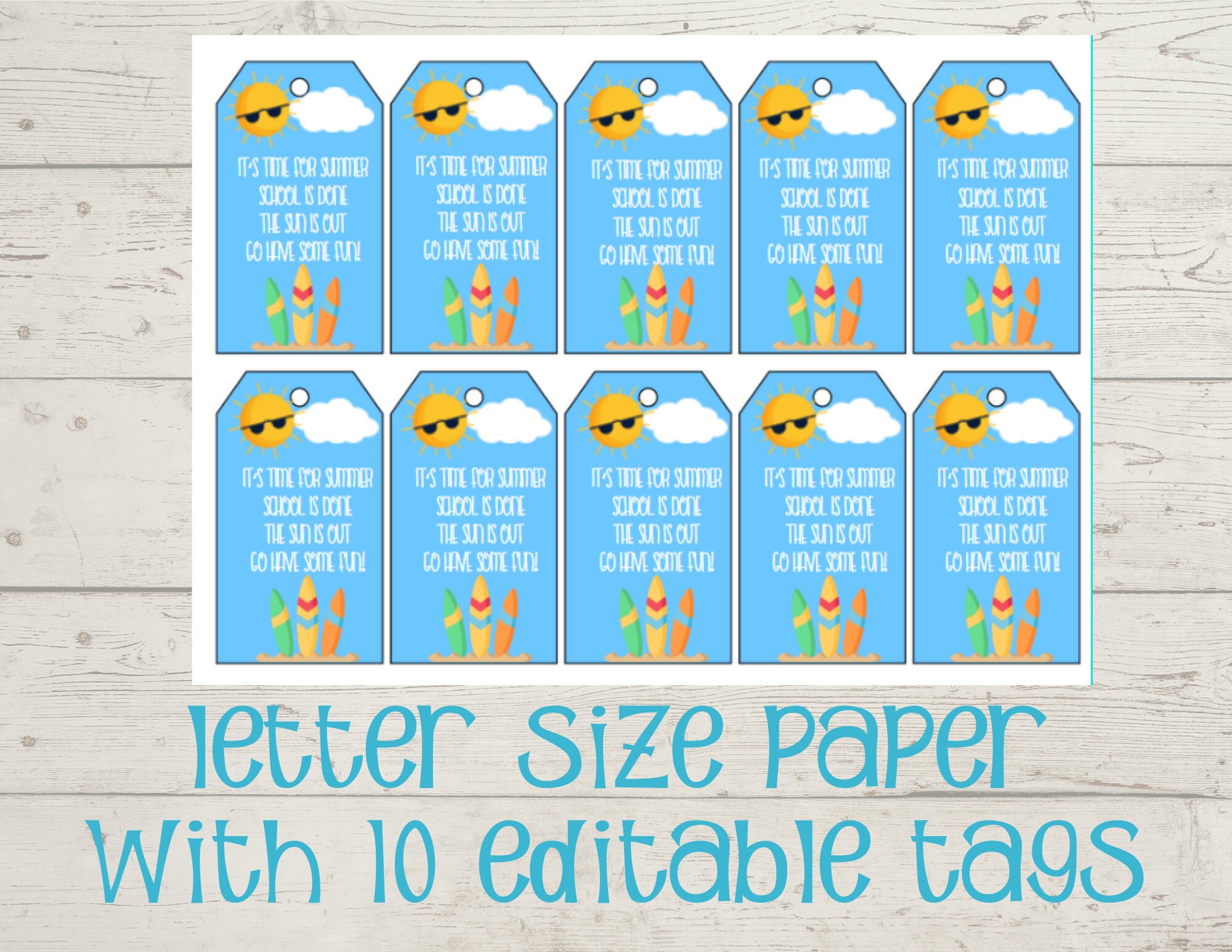 Editable End of Year Gift Tag , Summer Tag , End of Year Gift Tags for ...