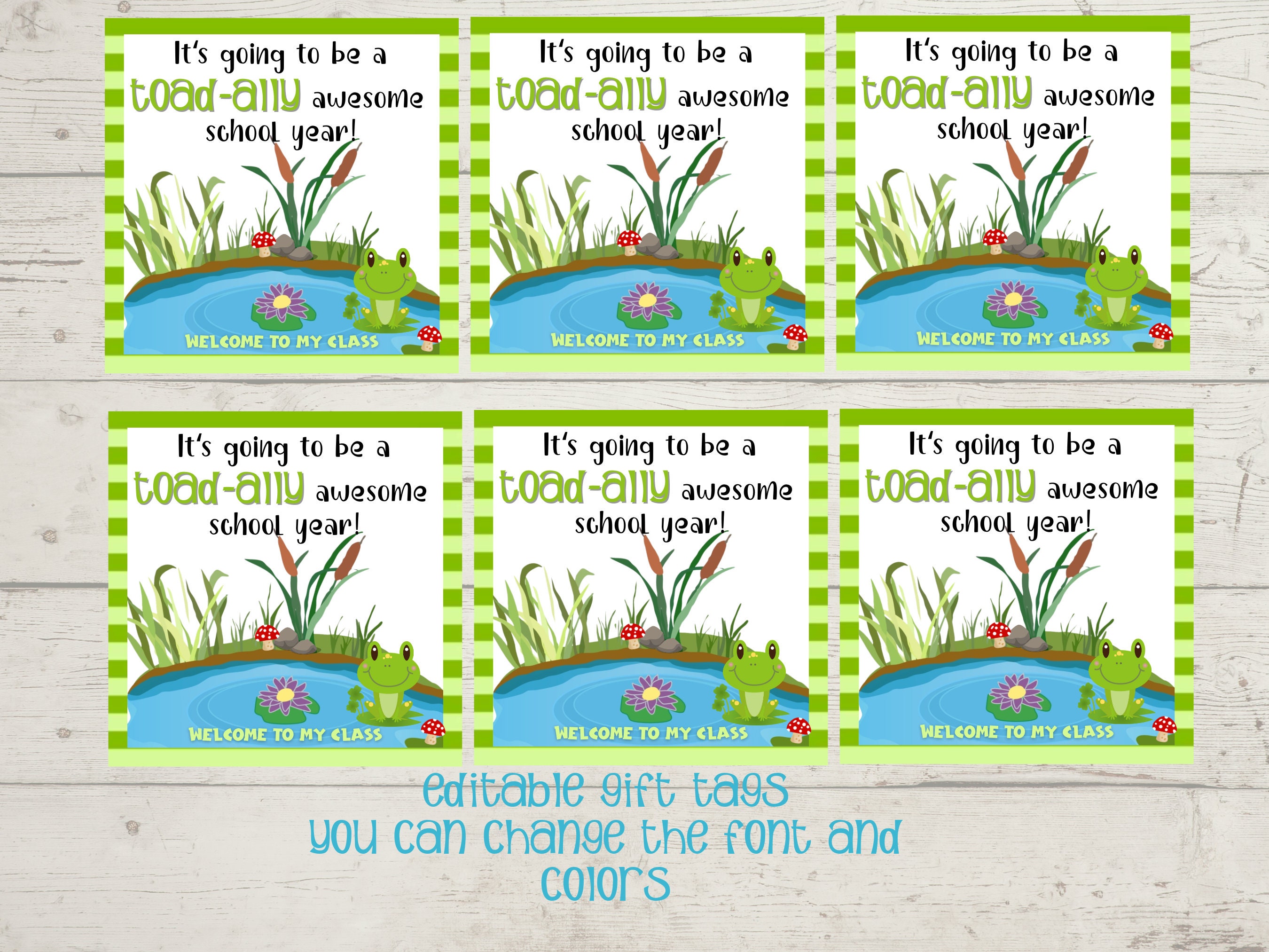Editable Toad-ally Awesome Gift Tag , Frog Theme Tag , First Day of ...