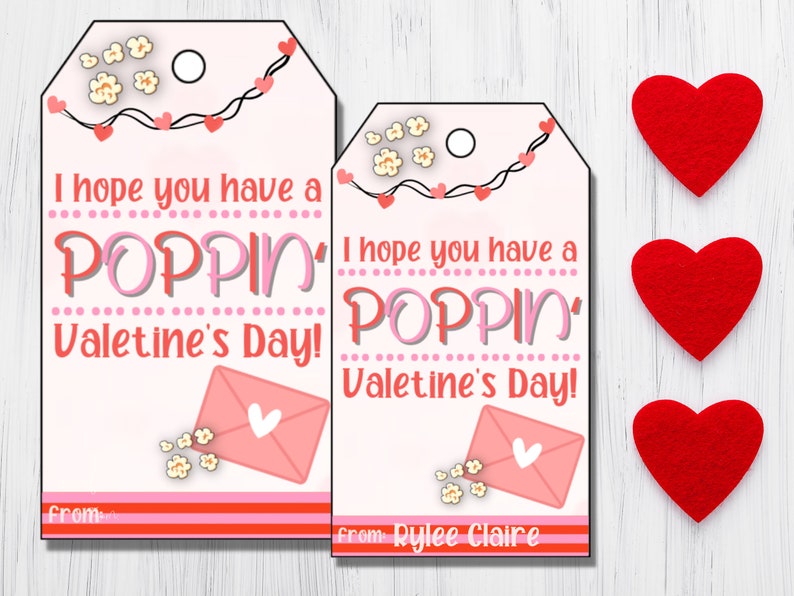 Editable Valentines Gift Tag, Poppinʻ Valentine's Day , Popcorn Gift ...
