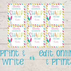 Editable Sharpie Teacher Tag Teacher Appreciation Tag End - Etsy