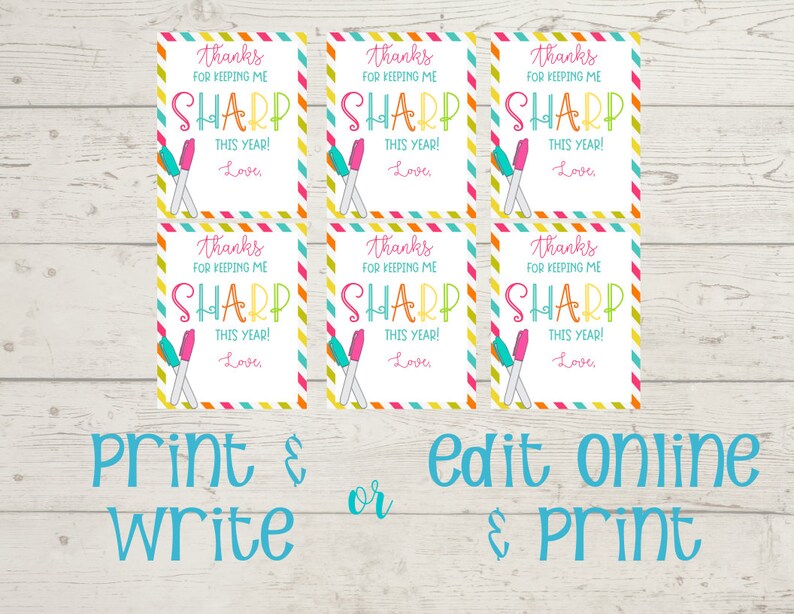 Editable Sharpie Teacher Tag , Teacher Appreciation Tag , End of Year ...