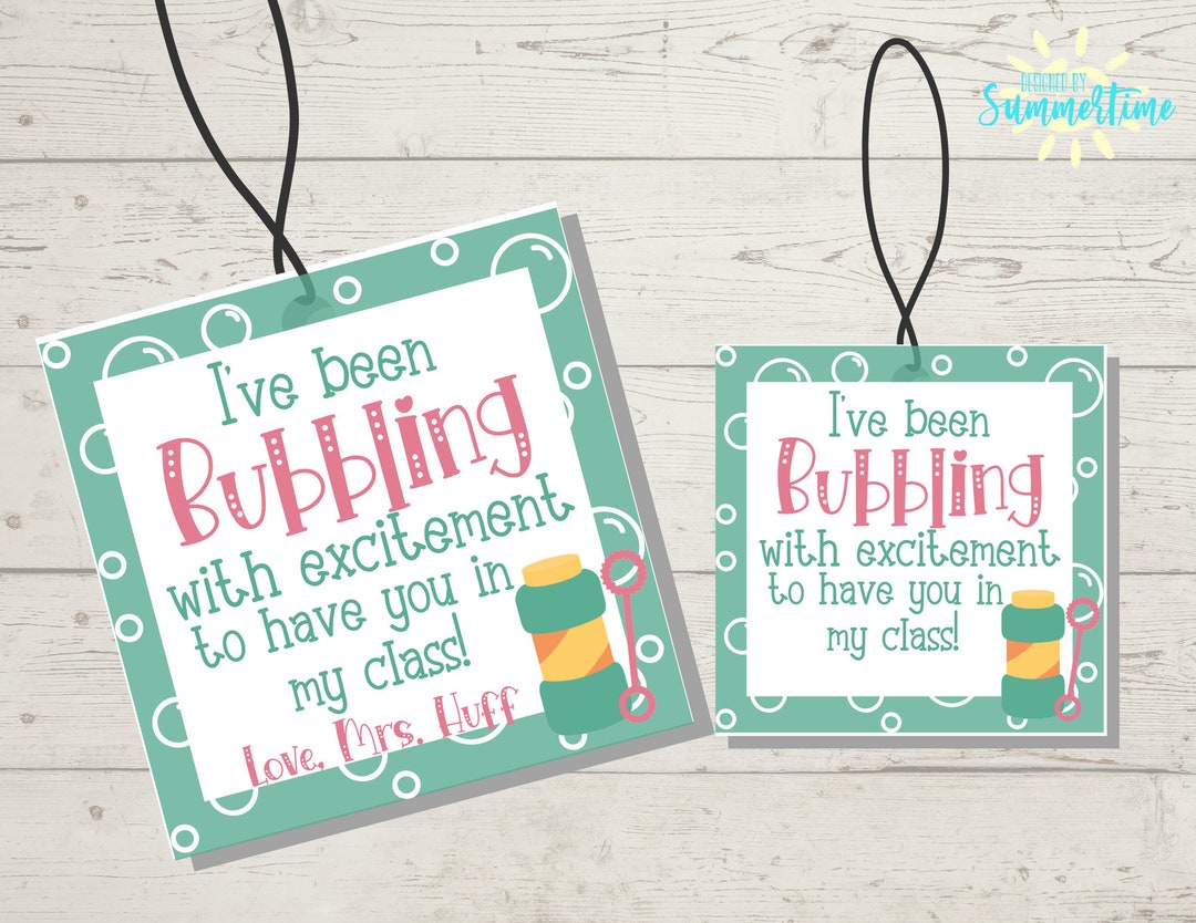 Editable Beginning of School Gift Tag , Bubble Gift Tag , School Gift ...