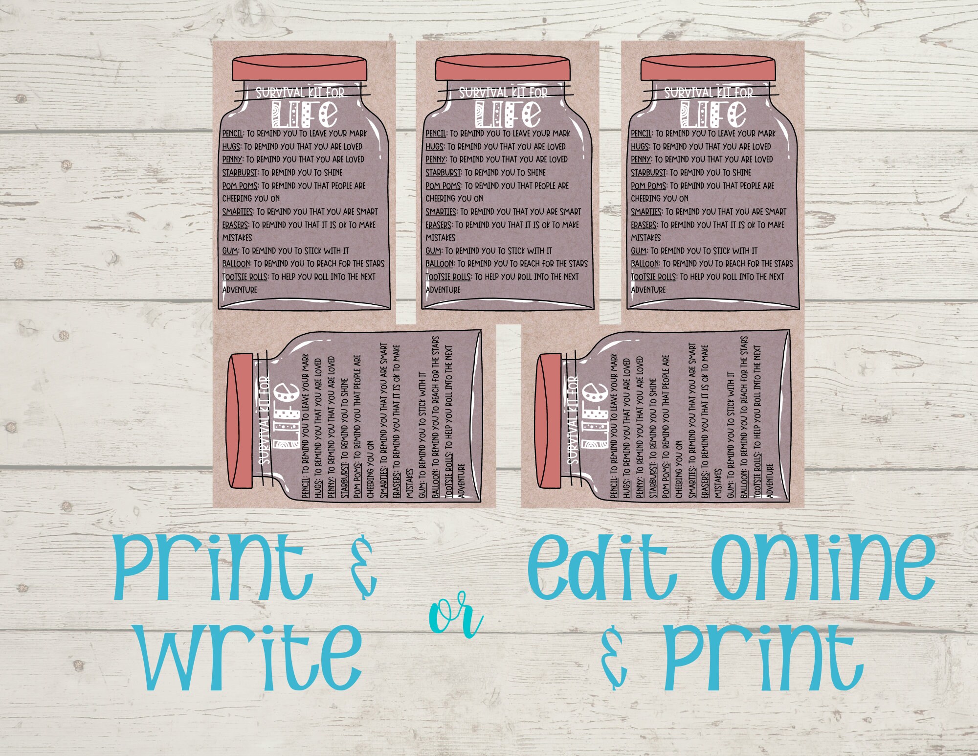 Editable Survival Kit for Life Tag , Kit for Life , Printable, Candy ...