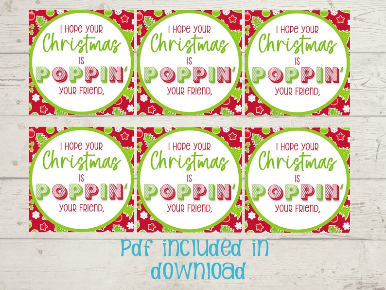 Editable Christmas Gift Tag , I Hope Your Christmas is Poppinʻ , Gift ...