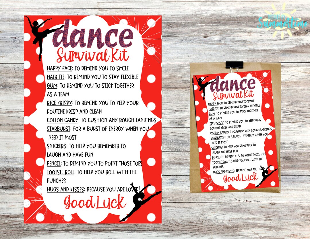Editable Dancer Survival Kit Tag , Dance Competition , Printable, Candy ...