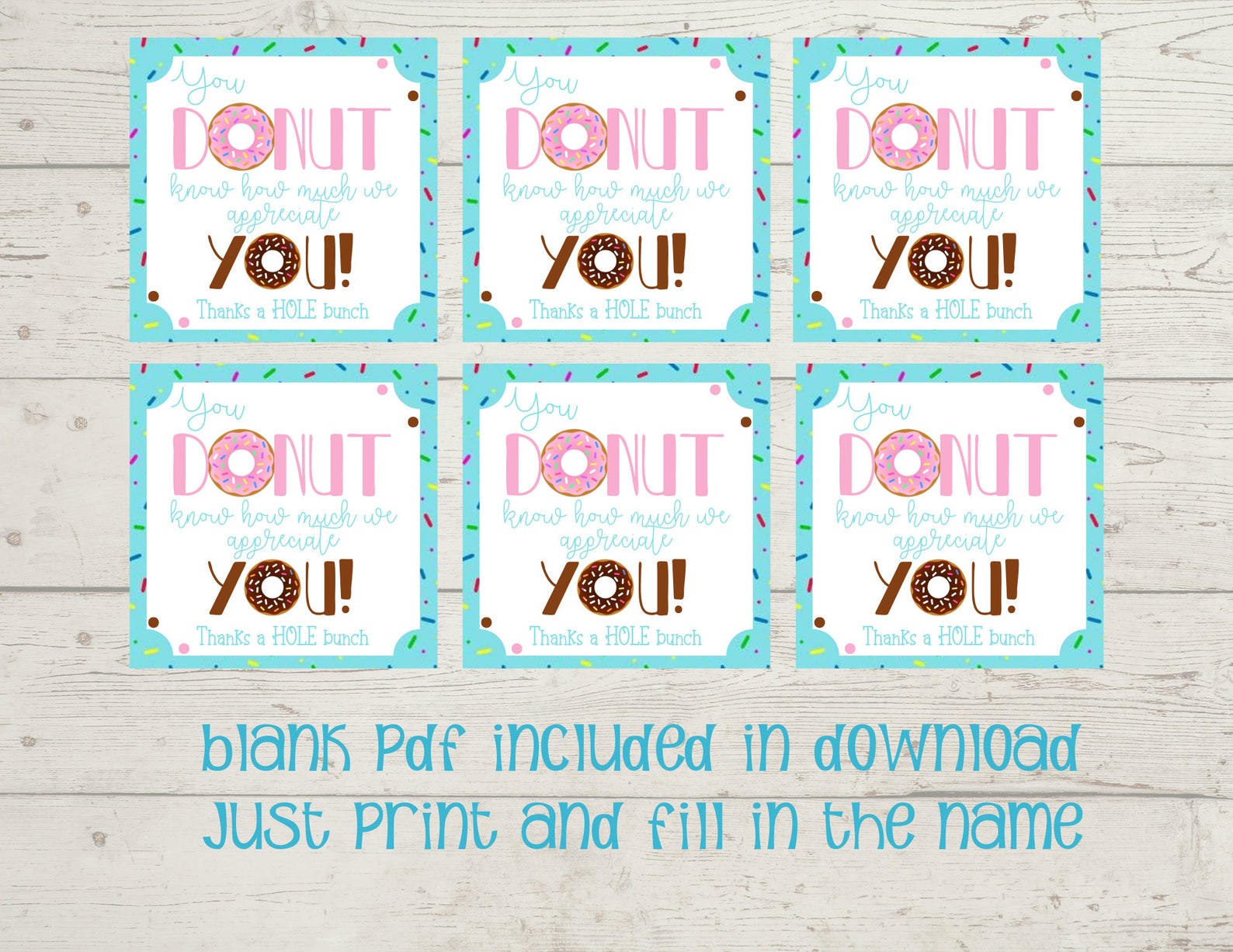Editable Donut Gift Tag Donut Appreciation Tag Staff - Etsy