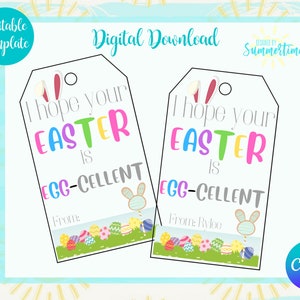 Editable Easter Eggcellent Favor Tag , Eggcellent Tag , Easter Tag ...