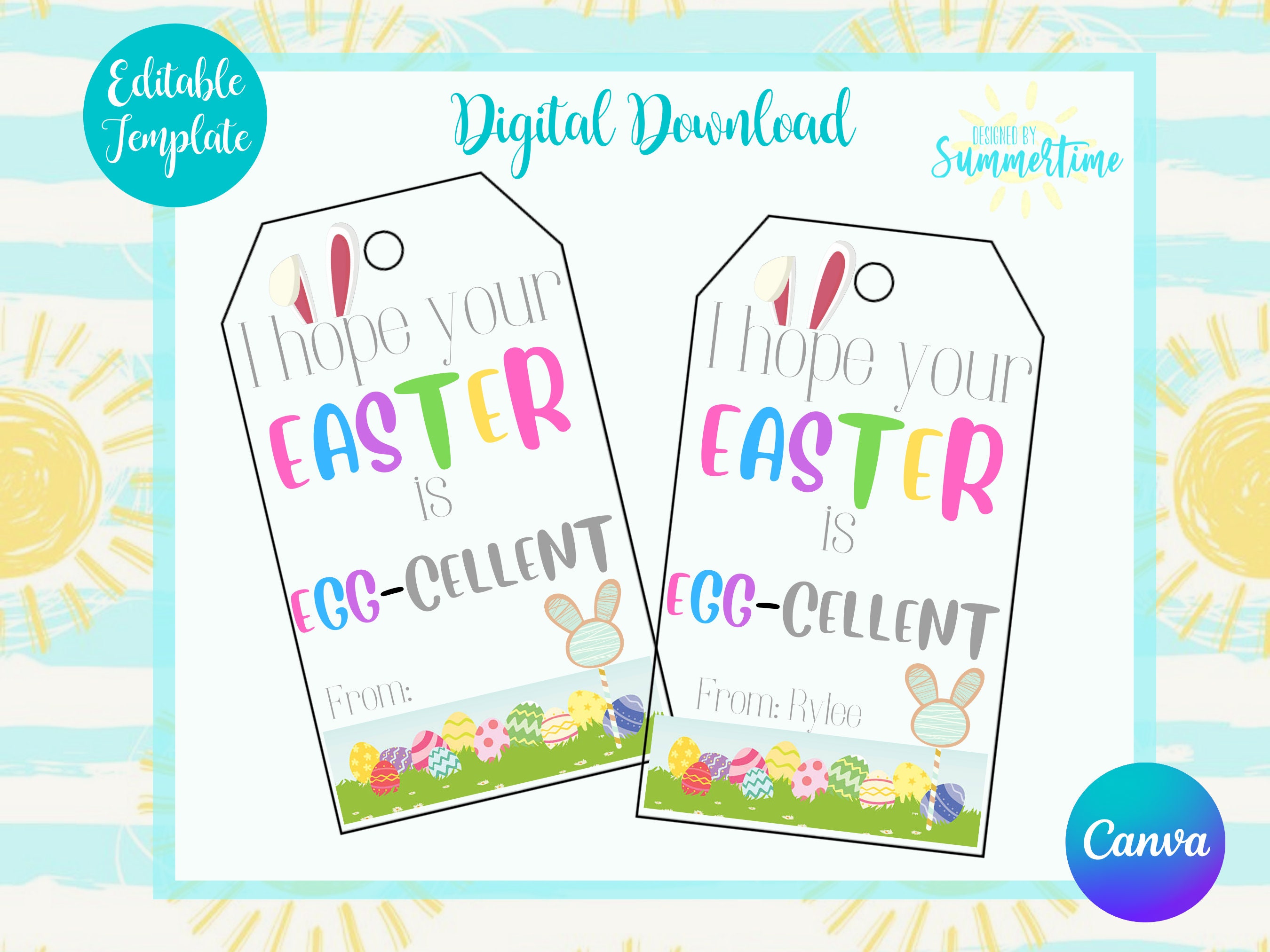 Editable Easter Eggcellent Favor Tag , Eggcellent Tag , Easter Tag ...