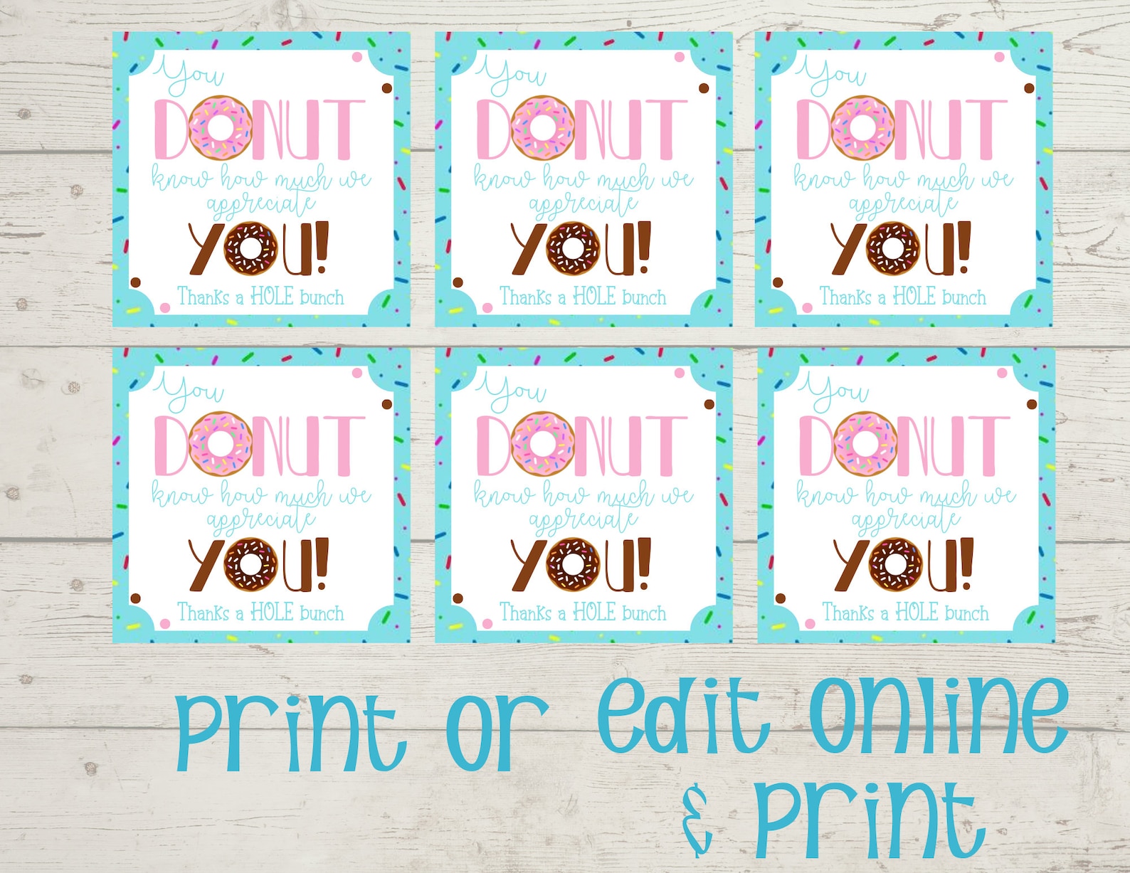 Editable Donut Gift Tag , Donut Appreciation Tag , Staff Appreciation ...