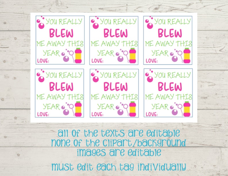 Editable End of Year Gift Tag , Blew Me Away Tag , End of Year Gift ...
