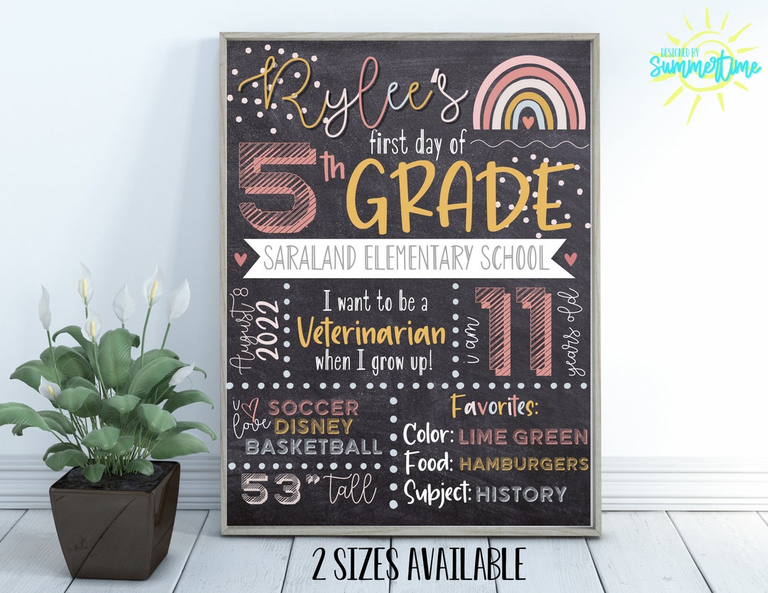 First Day of School Sign, Editable Photo Prop Sign, Rainbow First Day ...