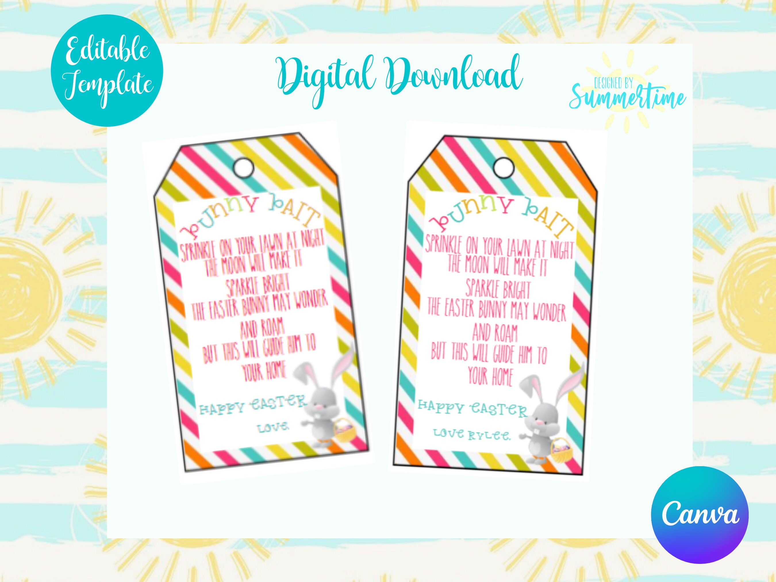 Editable Easter Bunny Bait Favor Tag , Bunny Bait Tag , Easter Tag ...