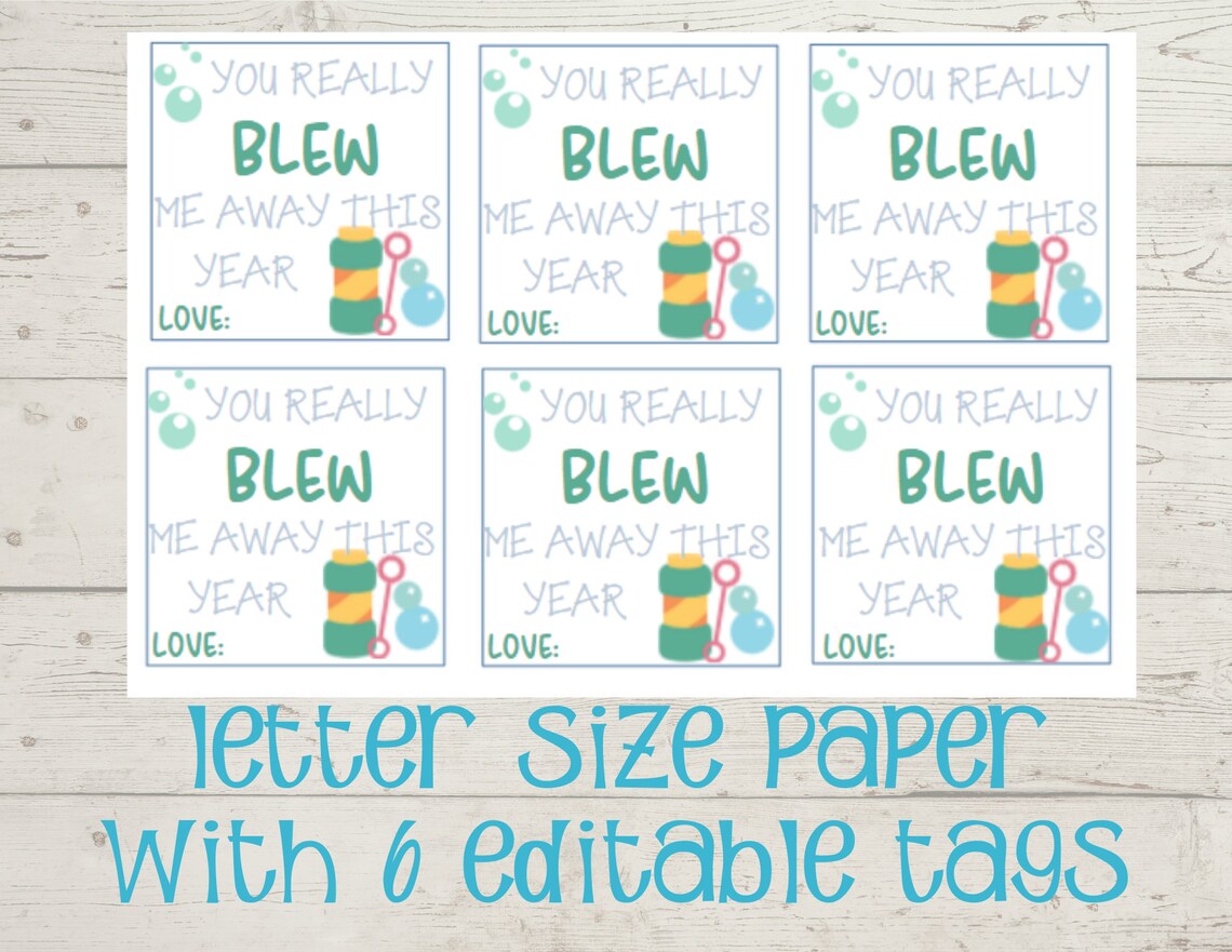 Editable End of Year Gift Tag , Blew Me Away Tag , End of Year Gift ...