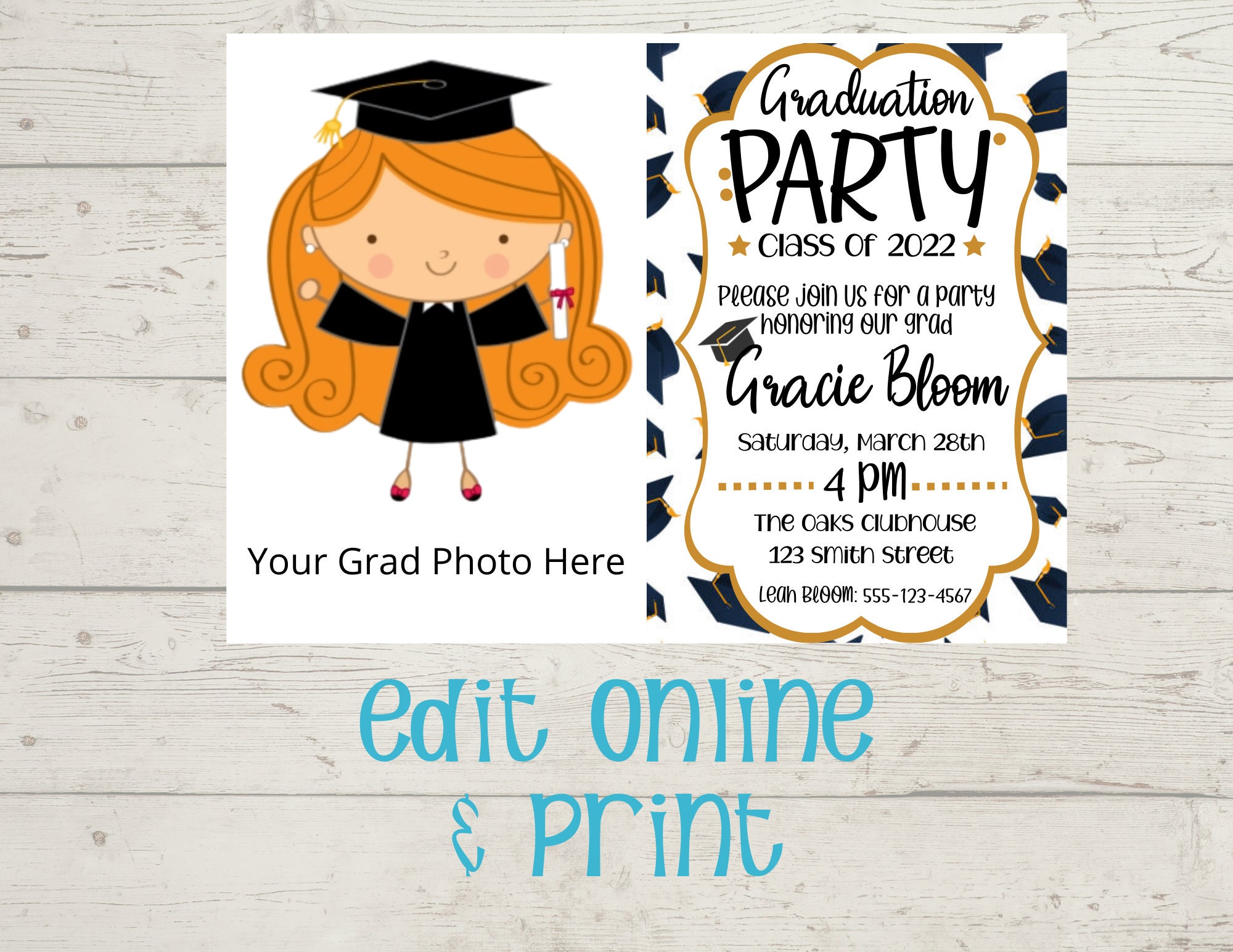 Editable Graduation Party Invitation, Graduation Invitation, Class of ...