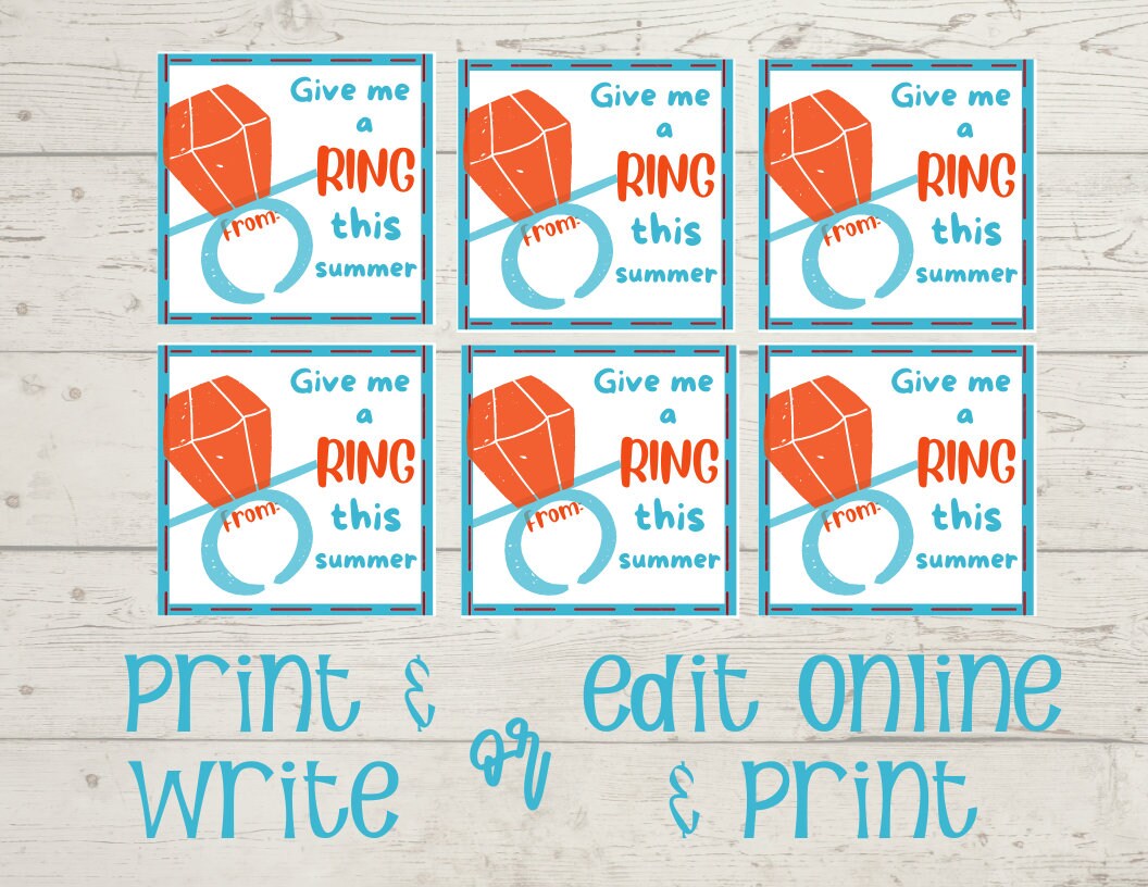 Editable Ring Pop Gift Tag , Gift Tag , End of Year Gift Tags for ...