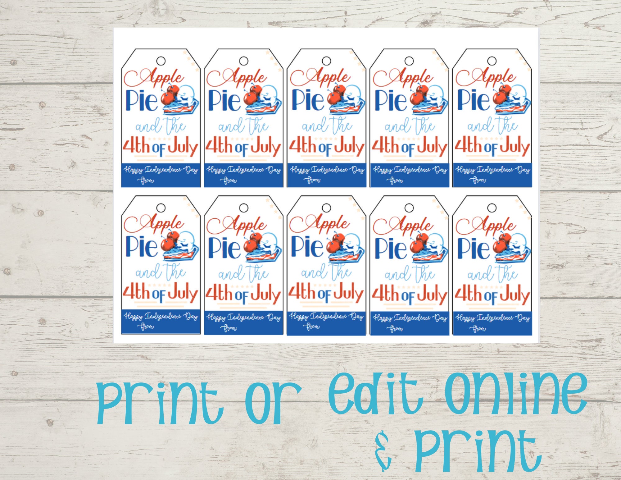 Editable Fourth of July Gift Tag , 4th of July Favor Tag Template ...