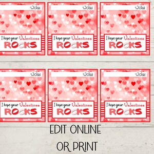 Editable Valentines Gift Tag, I Hope Your Valentines Rocks , Gift Tag ...