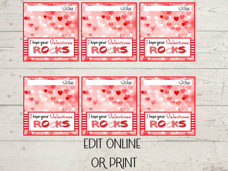 Editable Valentines Gift Tag, I Hope Your Valentines Rocks , Gift Tag ...